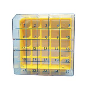 5 PCS Polycarbonate CryoBox Vial Rack, Freezer Storage, 5 x 5 Array, 25 Place Fit for 2ml Cryostorage Freezing Box (Yellow)