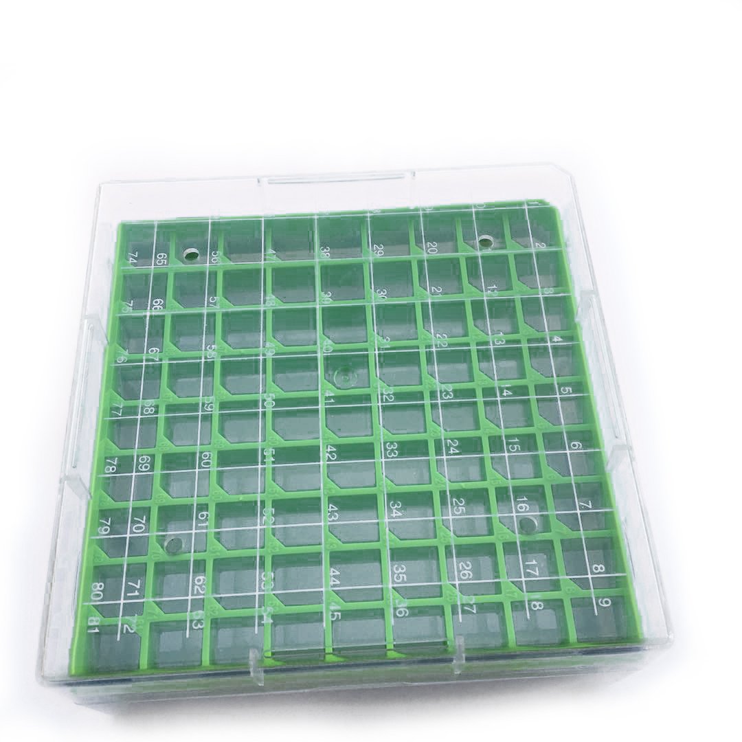 Polycarbonate CryoBox Vial Rack，9 x 9 Array, 81 Place (Blue/Green/Red/Yellow(Pack of 4))