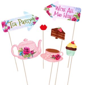 LUOEM Tea Party Photo Booth Props Funny Tea Party Supplies for Wedding Bachelorette Engagement Birthday Bridal Shower Christmas Party Decorations (30 Pack)