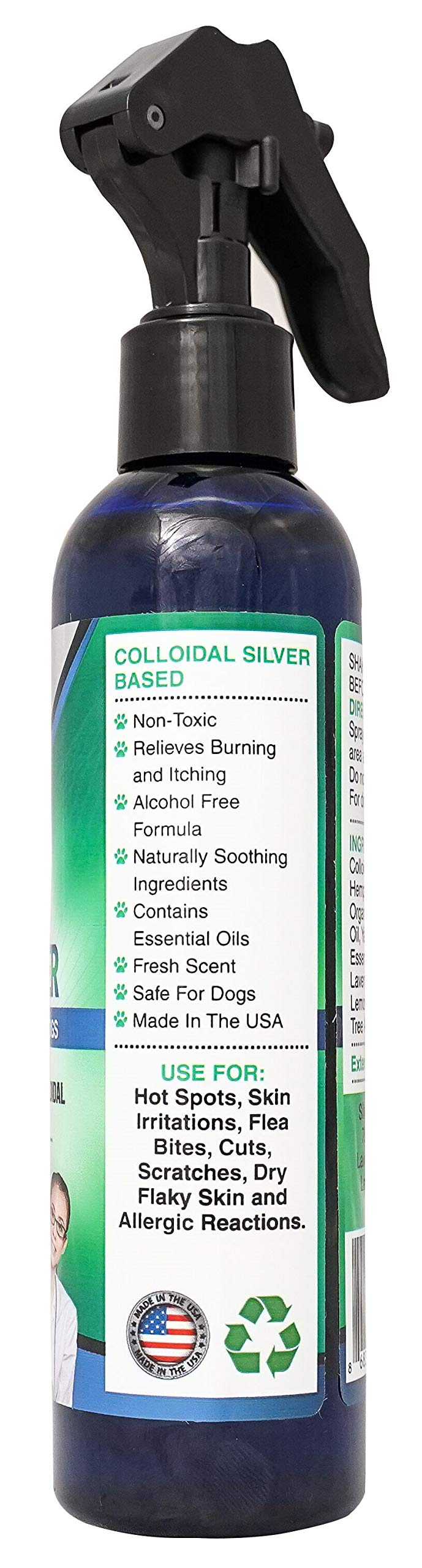 Simply Silver Skin Soother Spray for Dogs Sensitive Skin - All Natural with Colloidal Silver and Yarrow, Relieves Burning and Itching, Non-Toxic, Alcohol and Chemical Free