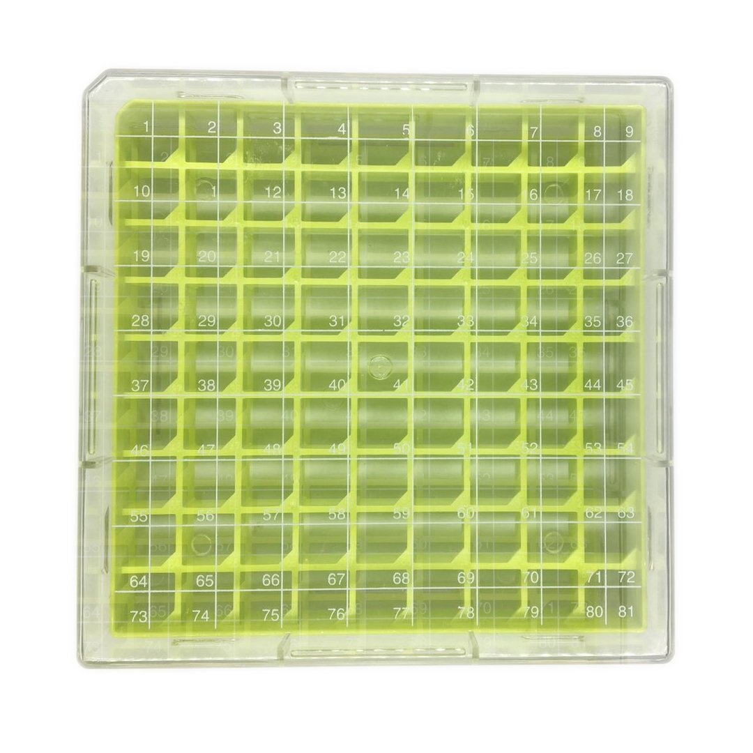 Polycarbonate CryoBox Vial Rack，9 x 9 Array, 81 Place (Blue/Green/Red/Yellow(Pack of 4))