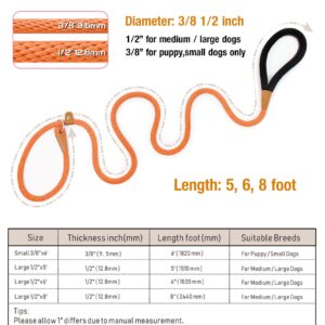 lynxking Dog Leash Slip Lead 5 6 8 FT Dog Training Leash Strong Heavy Duty Braided No Pull Training Lead Leashes for Small Medium Large Dogs