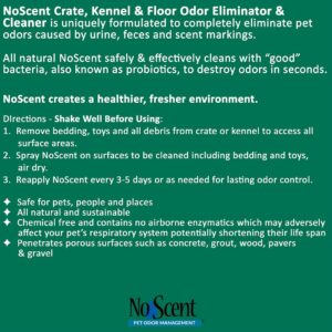 No Scent Crate Kennel & Floor Probiotic Cleaner Spray for Dog Cat Pet Odor Stains (8 Fl Oz / 237 mL)