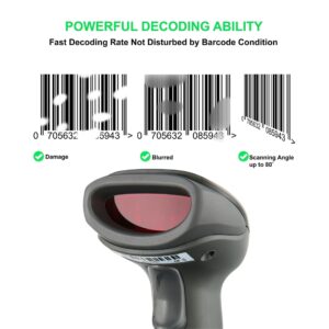 LS-PRO 2D QR wireless Bluetooth Barcode Scanner with USB Cradle Receiver Charging Base handheld 1D/2D Data matrix PDF417 image reader 100 ft Transmission Range long-life Battery 2200mA,1 Year Warranty