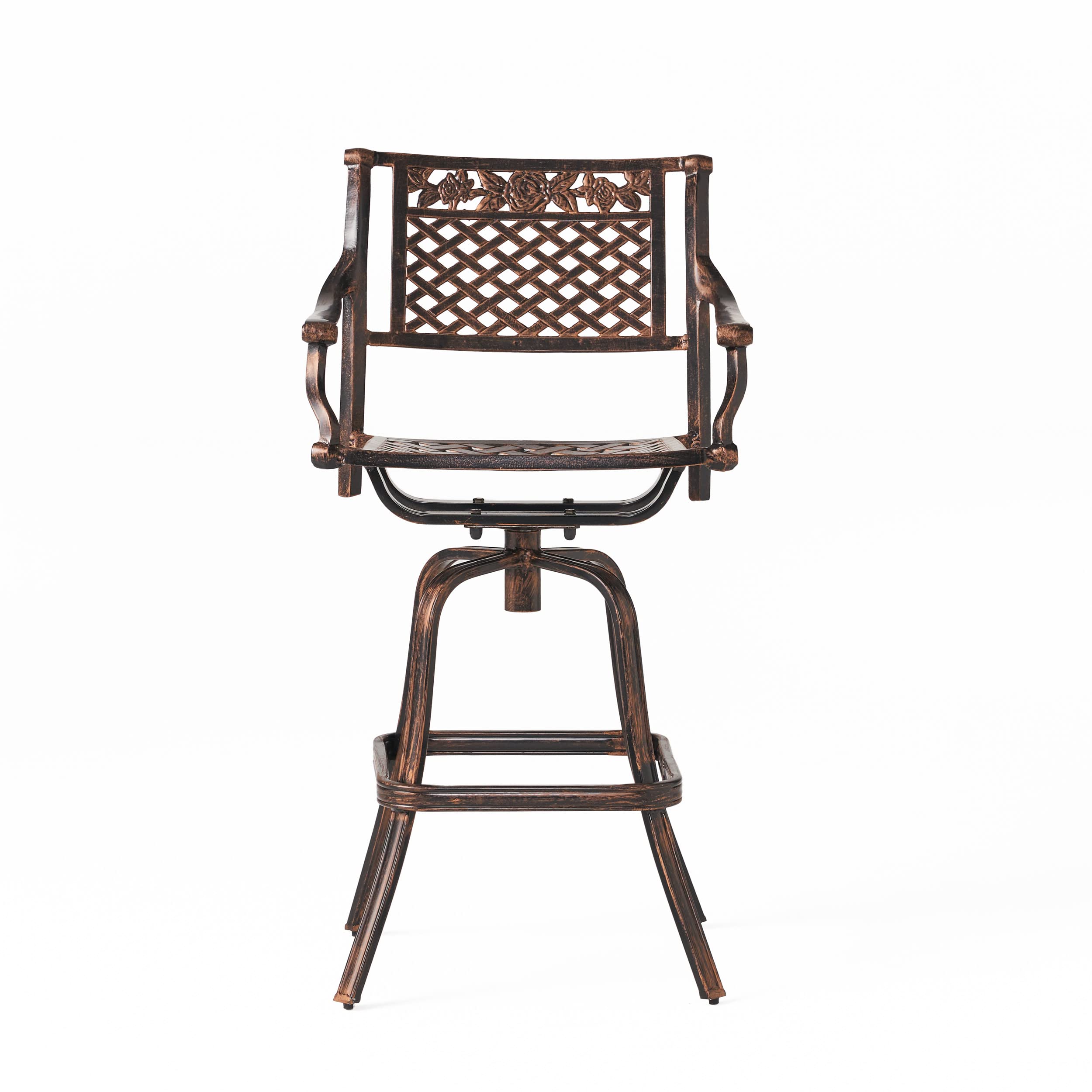 Christopher Knight Home Sebastian Cast Aluminum Barstool with Cushion, Copper