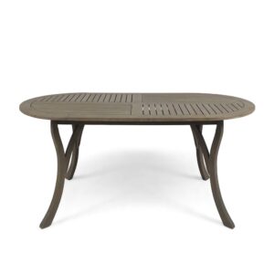 christopher knight home 305157 baia outdoor acacia wood 70" oval dining table, gray finish