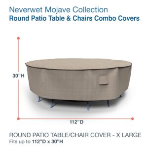 Budge NeverWet Mojave Round Patio Table and Chairs Combo Cover, Black Ivory, Extra-Large