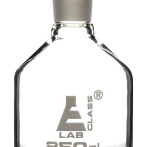 EISCO Reagent Bottle, Borosilicate Glass, Narrow Mouth with Interchangeable Hexagonal hollow glass Stopper - 250ml Labs