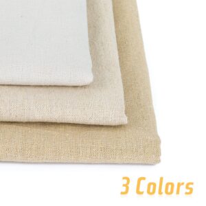 Caydo 3 Pieces Large Size Linen Needlework Fabric for Garment Craft, Flower Pot Decoration and Tablecloth, 62 by 19 Inch