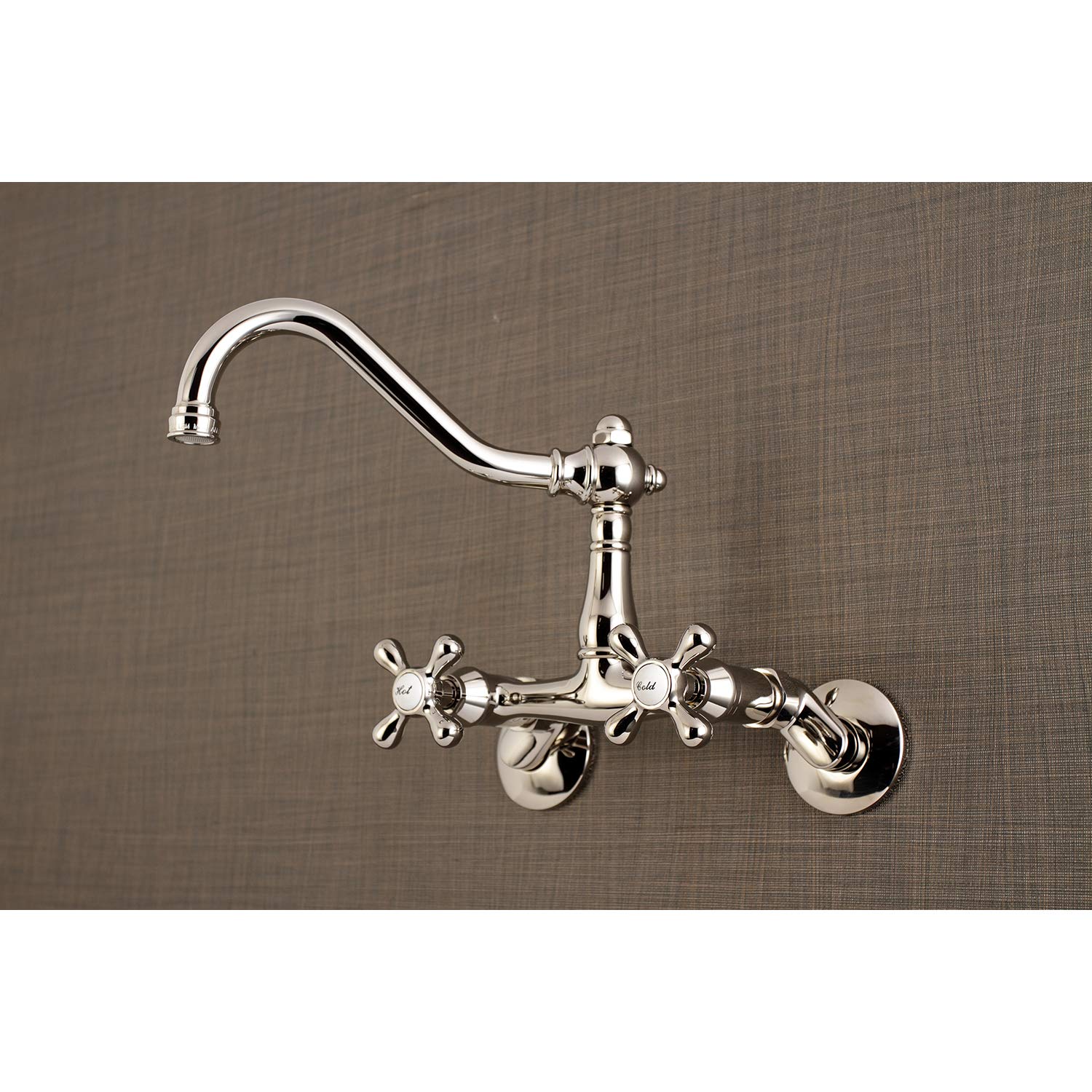 Kingston Brass KS3226AX Vintage Kitchen Faucet, 8-1/2 Inch in Spout Reach, Polished Nickel