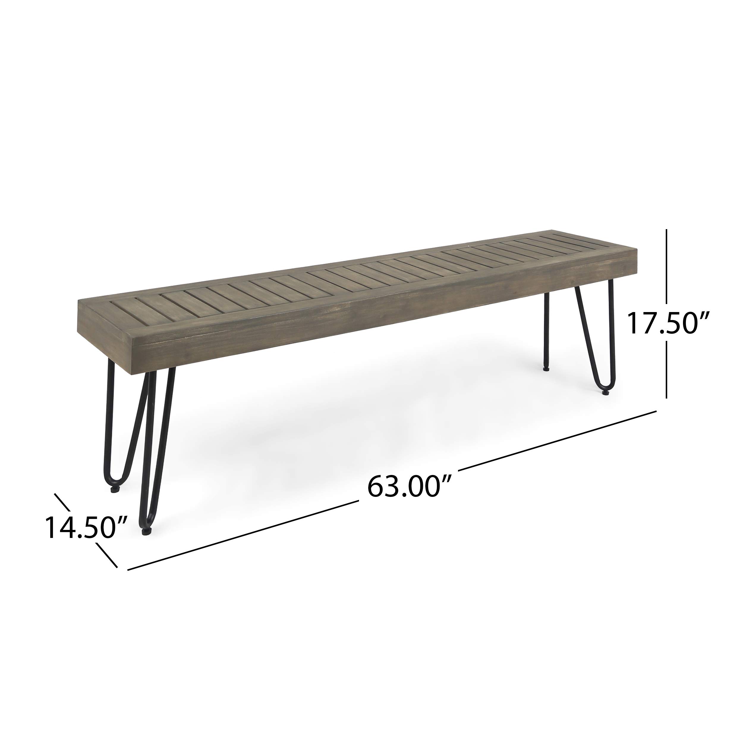 Christopher Knight Home Abbet Outdoor Industrial Wood Bench, Grey/Black Metal