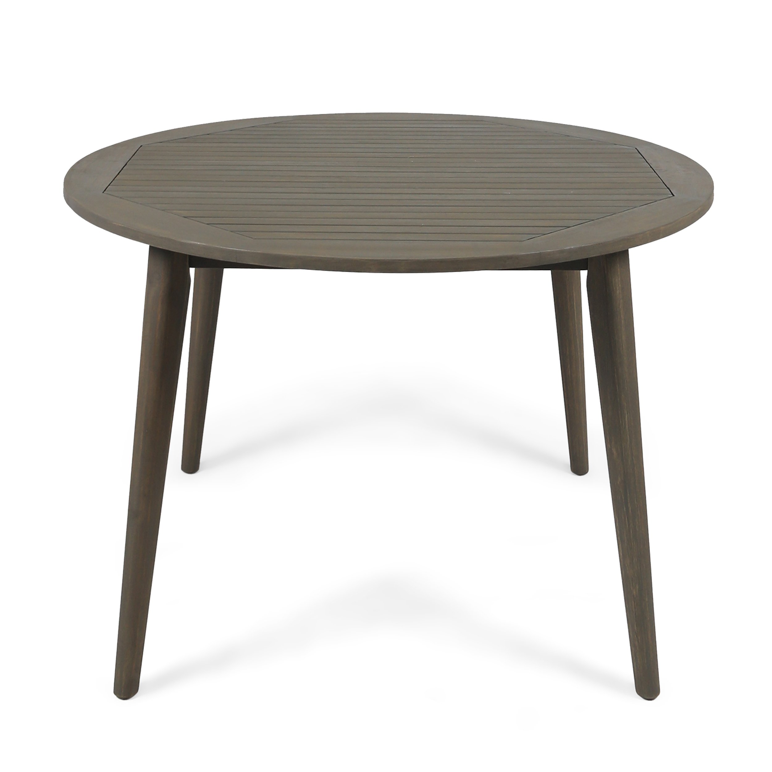 Christopher Knight Home Nick Outdoor Acacia Wood Round Dining Table, Gray Finish