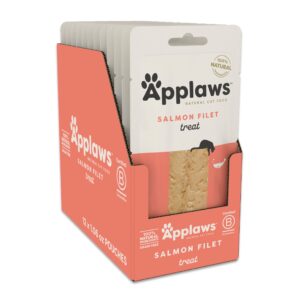 applaws natural cat treats, 12 count, grain free cat treats, single ingredient treats for cats, whole salmon loin, 12 x 1.06oz