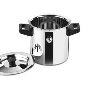 Butterfly Stainless Steel Premium Milk Pot Milk Boiler Milk Cooker Double Wall with Whistle and Funnel, 1 Litre, Silver