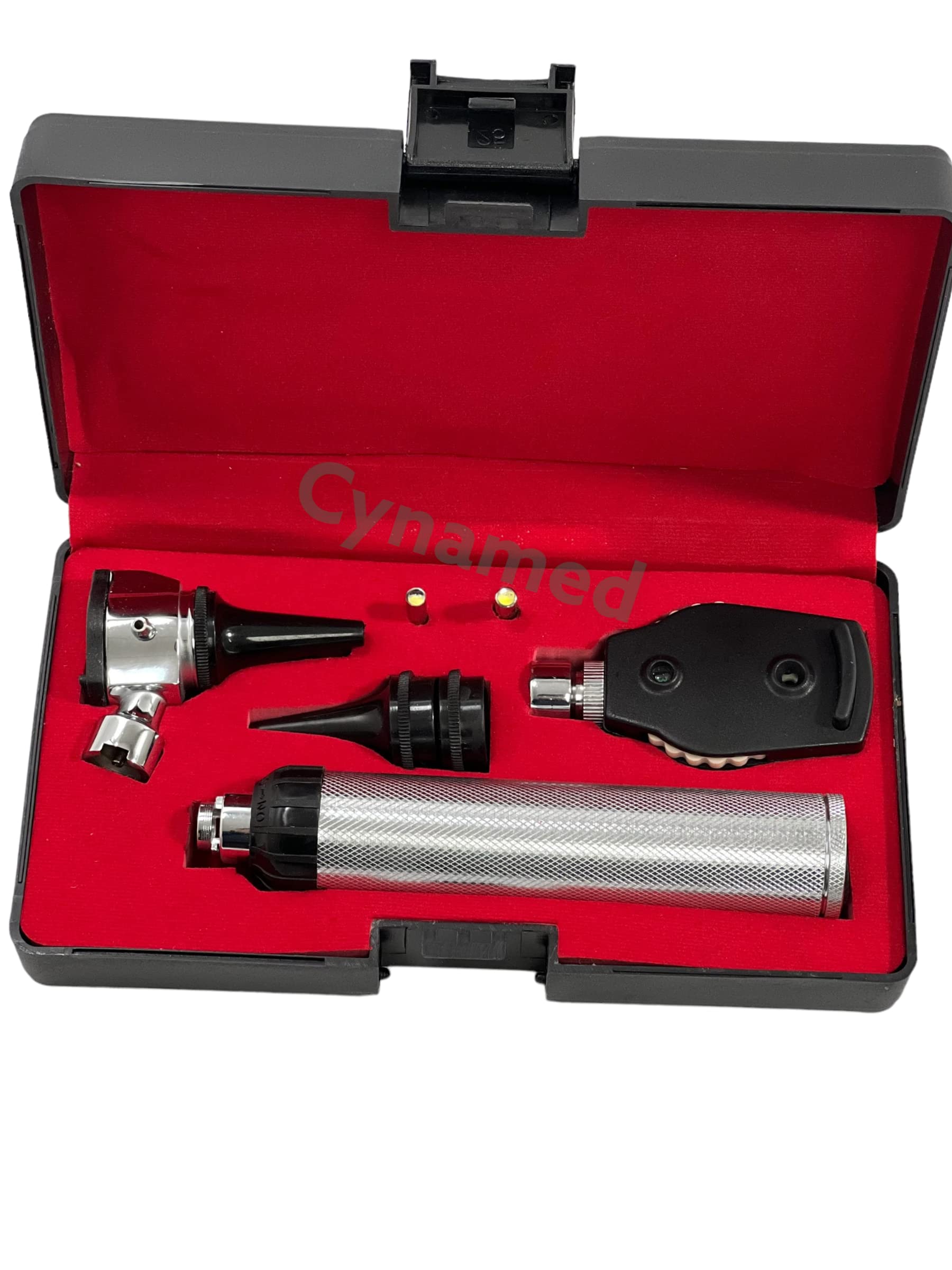 Student Home Use Excellent Otoscope Kit Set Led Otoscope 3.5v Black with Hard Case Plus Extra Replacement Bulb Plus Specula Cynamed