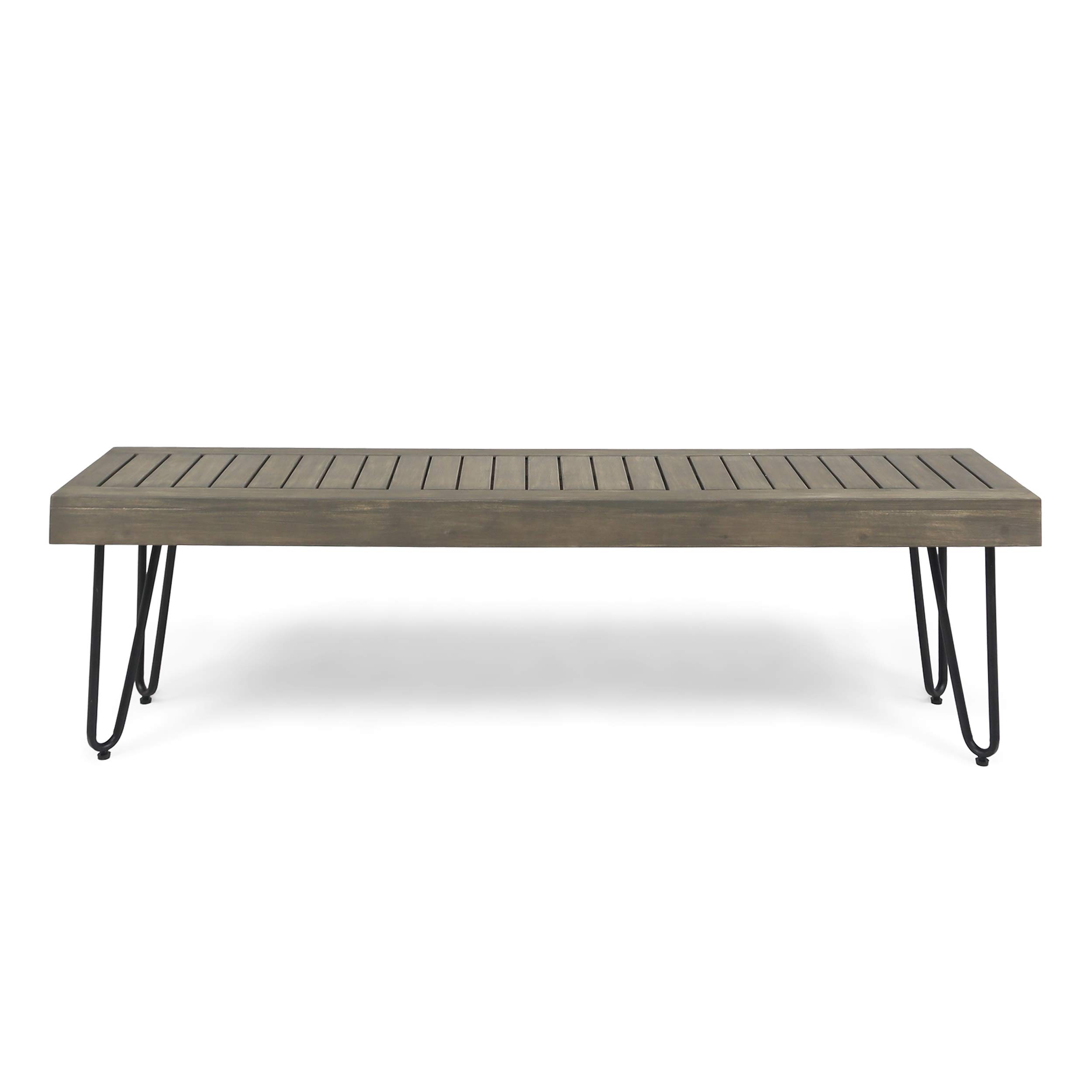 Christopher Knight Home Abbet Outdoor Industrial Wood Bench, Grey/Black Metal