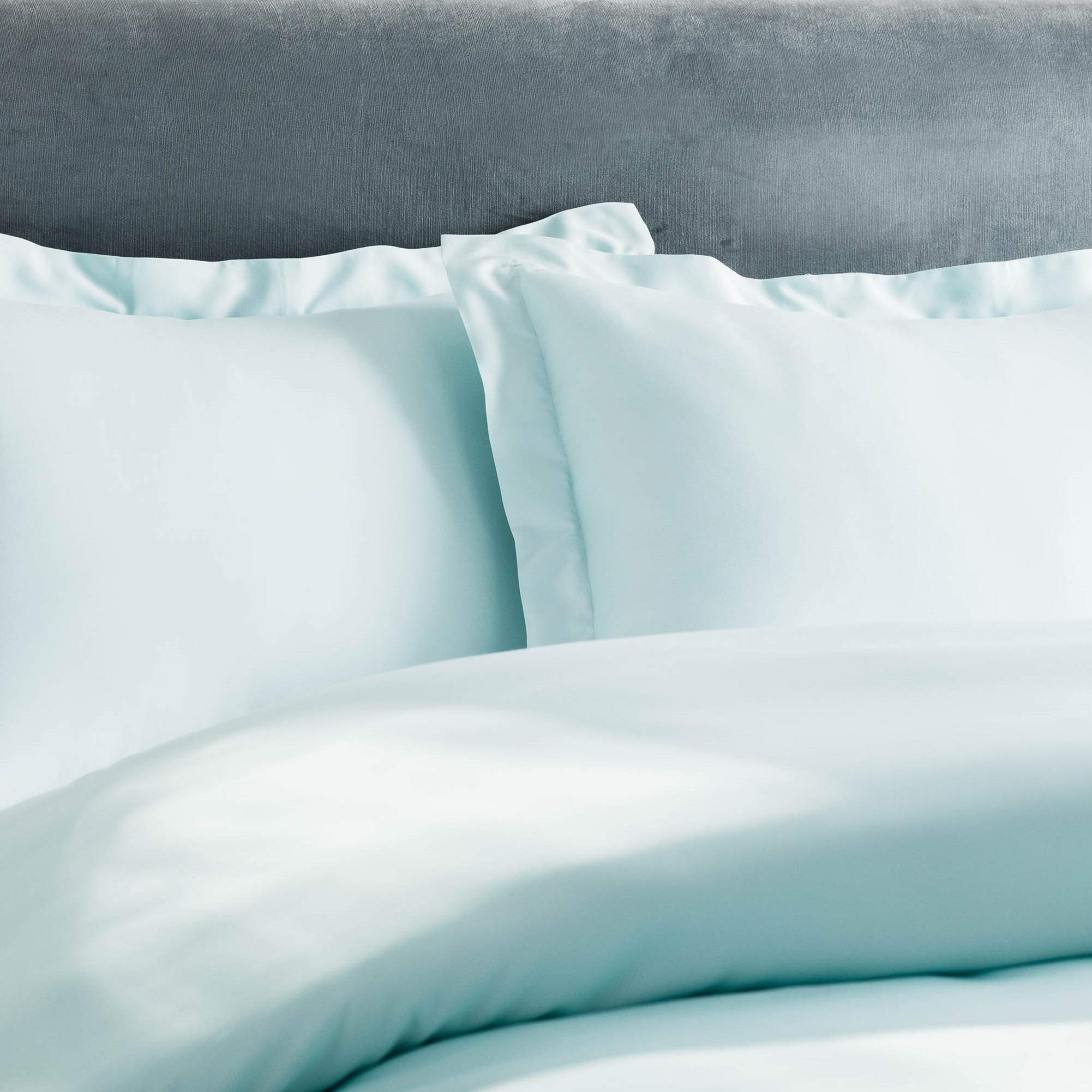 MALOUF 100% Rayon from Bamboo Set-Best Fitting Duvet Cover-8 Corner and Side Loops-Oversized Queen-Rain