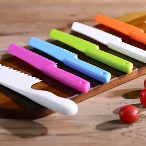 ONUPGO Knives for Kids 6-Piece Nylon Kitchen Baking Knife Set: Plastic Knife Set Children's Cooking Knives Colors/Firm Grip, Serrated Edges, BPA-Free Kids' Knives