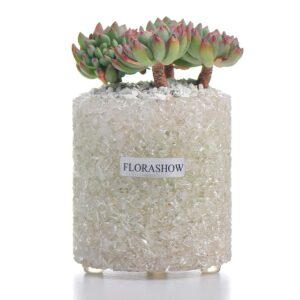 florashow succulent pots,white crystal materials mini 3.26 inch succulent planter pot, ultra-breathable, water-permeable suitable for succulents, cactus, smaller plants and more