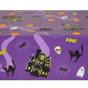 Juvale 3-Pack Halloween Table Cover for Party Supplies, Purple Disposable Plastic Tablecloth Decorations, Halloween Table Decorations for Themed Parties, Birthday Celebrations and More (54 x 108 in)