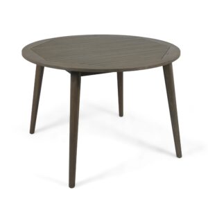 christopher knight home nick outdoor acacia wood round dining table, gray finish