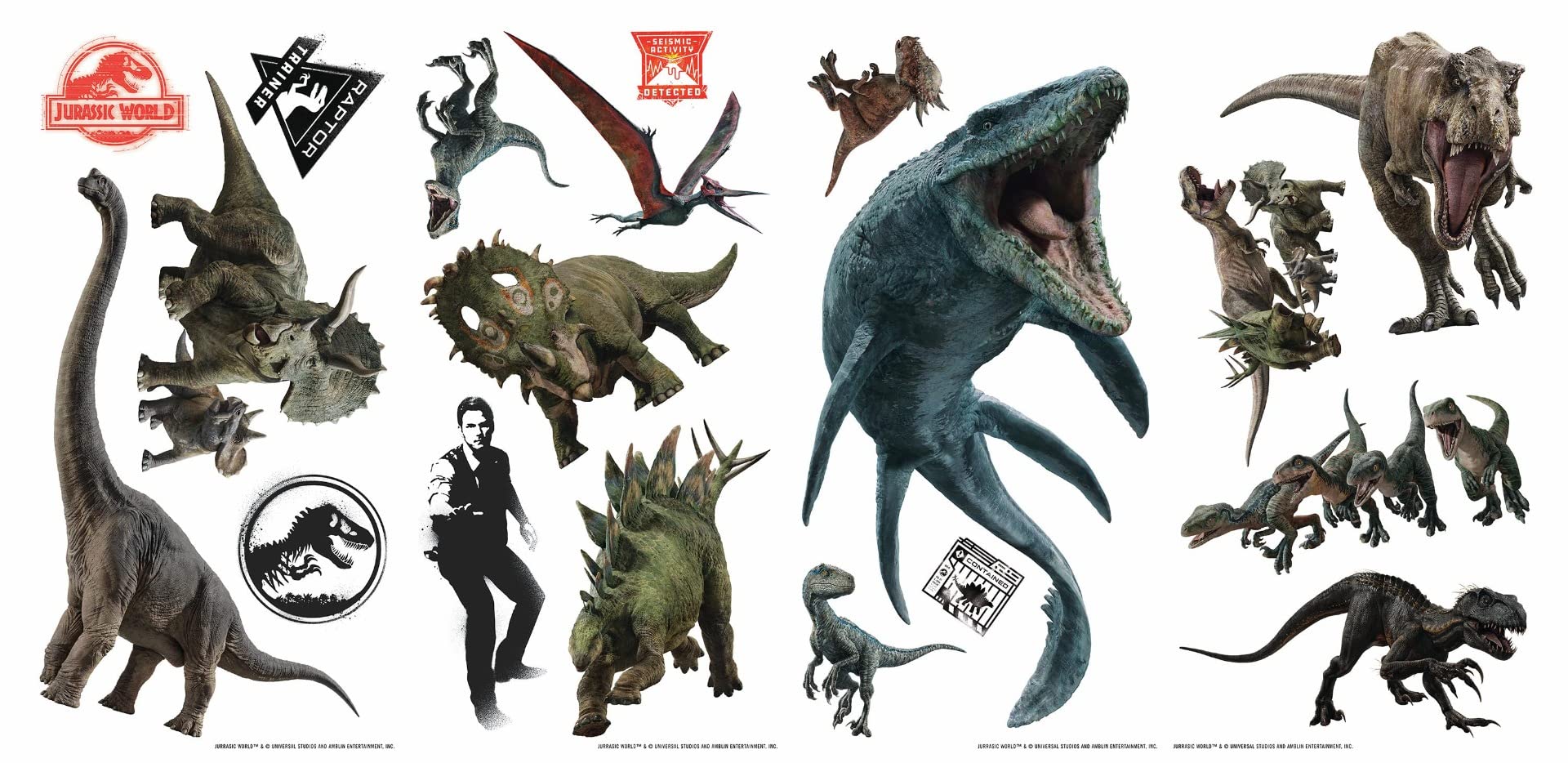 Jurassic World Fallen Kingdom Peel and Stick Wall Decals by RoomMates, RMK3798SCS