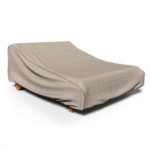 budge neverwet mojave double patio chaise cover, black ivory, double chaise