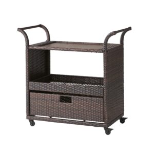 christopher knight home azriel indoor wicker bar cart, multibrown