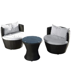 christopher knight home kono chat set, 3-pcs set, black