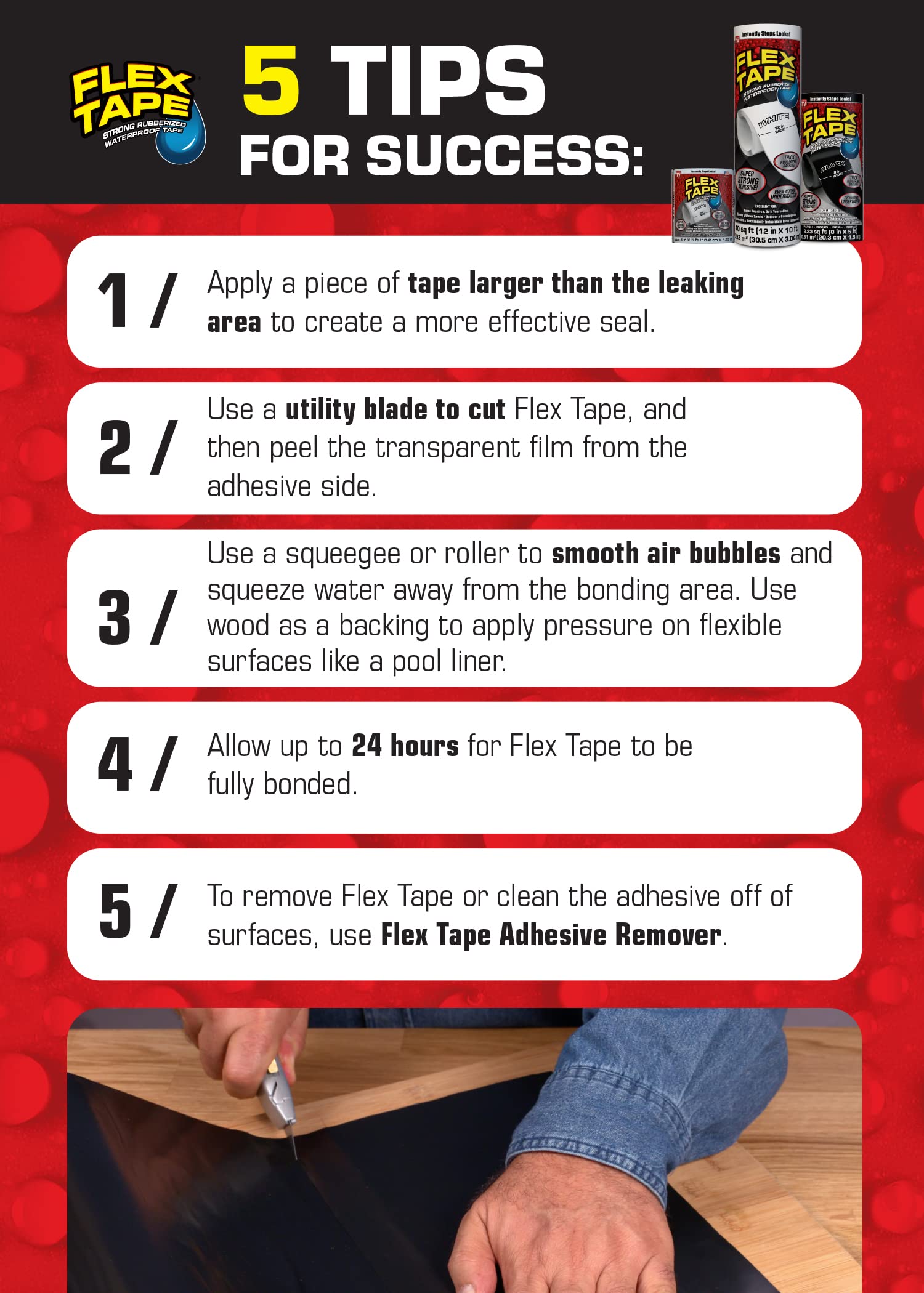 Flex Tape, 8 in x 5 ft, Gray, Original Thick Flexible Rubberized Waterproof Tape - Seal and Patch Leaks, Works Underwater, Indoor Outdoor Projects - Home RV Roof Plumbing and Pool Repairs