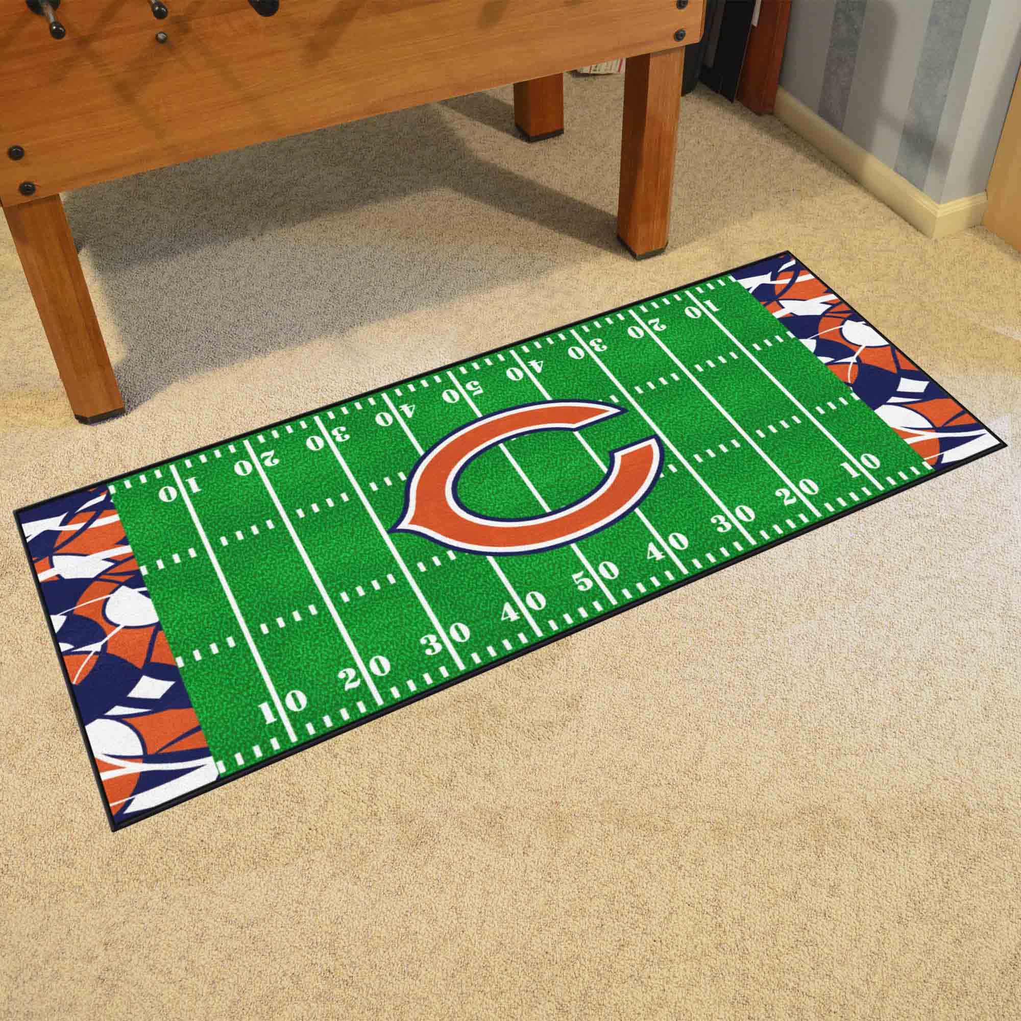 FANMATS 23223 NFL - Chicago Bears Football Field Runner Rug - 30in. x 72in. Xfit Design