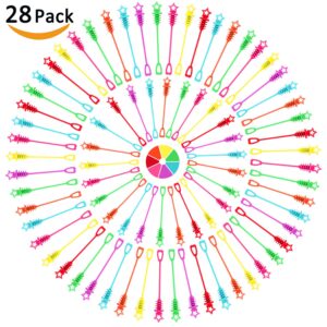 Laxdacee 28 Pack Mini Bubble Wand Set(7 Colour), Punertoy Party Favor Summer Toy for Kids Party, Celebrations, Birthdays, Gift