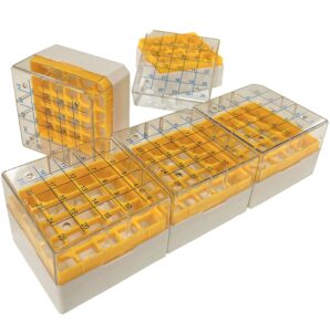 5 pcs polycarbonate cryobox vial rack, freezer storage, 5 x 5 array, 25 place fit for 2ml cryostorage freezing box (yellow)