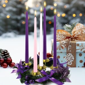 Mega Candles 5 pcs Unscented Christmas Advent Candles Set, Hand Poured Premium Wax Taper Candle 12 Inch x 7/8 Inch, Holidays, Celebrations, Devotional, Church, Wreath, Party, Gifts