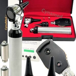 Student Home Use Excellent Otoscope Kit Set Led Otoscope 3.5v Black with Hard Case Plus Extra Replacement Bulb Plus Specula Cynamed