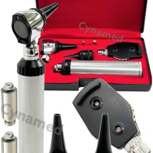 Student Home Use Excellent Otoscope Kit Set Led Otoscope 3.5v Black with Hard Case Plus Extra Replacement Bulb Plus Specula Cynamed