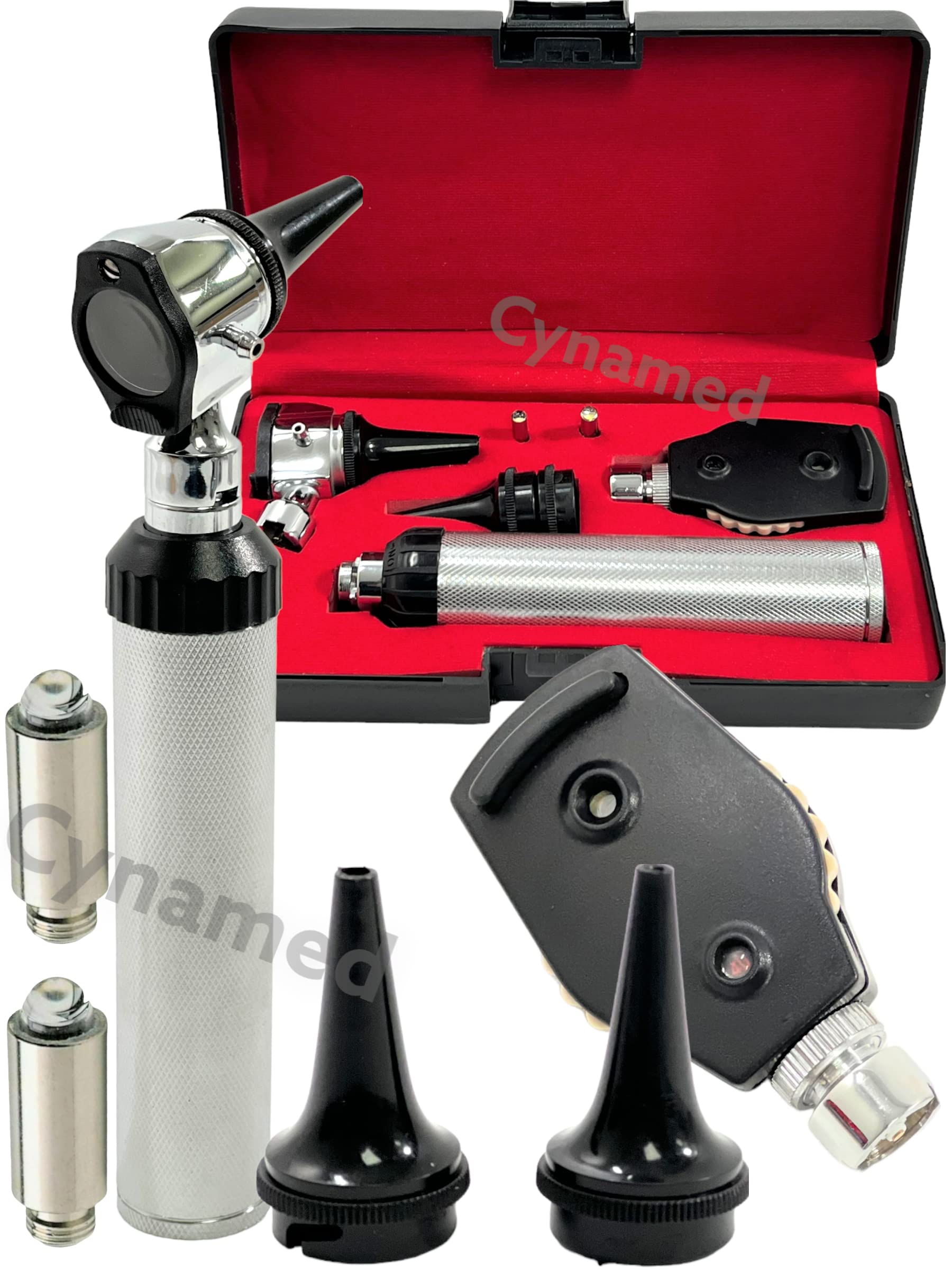 Student Home Use Excellent Otoscope Kit Set Led Otoscope 3.5v Black with Hard Case Plus Extra Replacement Bulb Plus Specula Cynamed