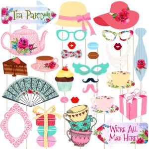 luoem tea party photo booth props funny tea party supplies for wedding bachelorette engagement birthday bridal shower christmas party decorations (30 pack)