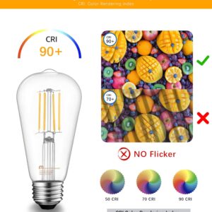 MASTERY MART 10 Pack Vintage LED Edison Bulbs, E26 Led Bulb 5.5W Equivalent to 60W, Dimmable, Soft White 2700K, High Brightness ST58 Antique LED Filament Bulbs, Clear Glass