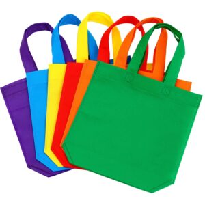 aneco 24 pack reusable party non-woven favor bags 9.5×9.5 inch pinata goodie gift bag colorful tote candy bags for birthday weeding party