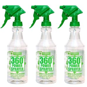 harris professional wide mouth 32oz empty spray bottles for cleaning solutions (3-pack), all-purpose with clear finish, pressurized sprayer, adjustable nozzle and measurements