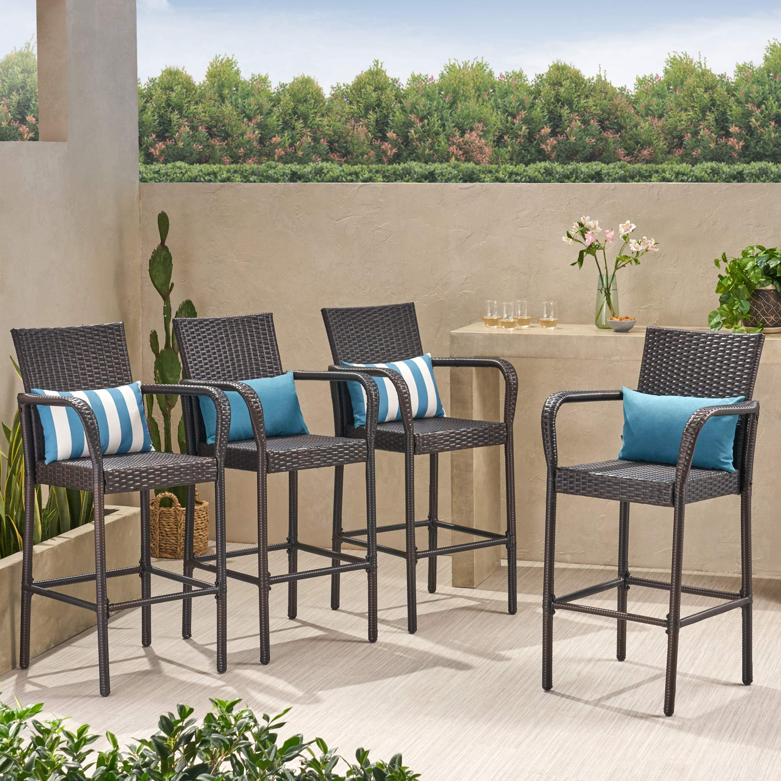 Christopher Knight Home Delfina Barstool Set, 4-Pcs Set, Multibrown