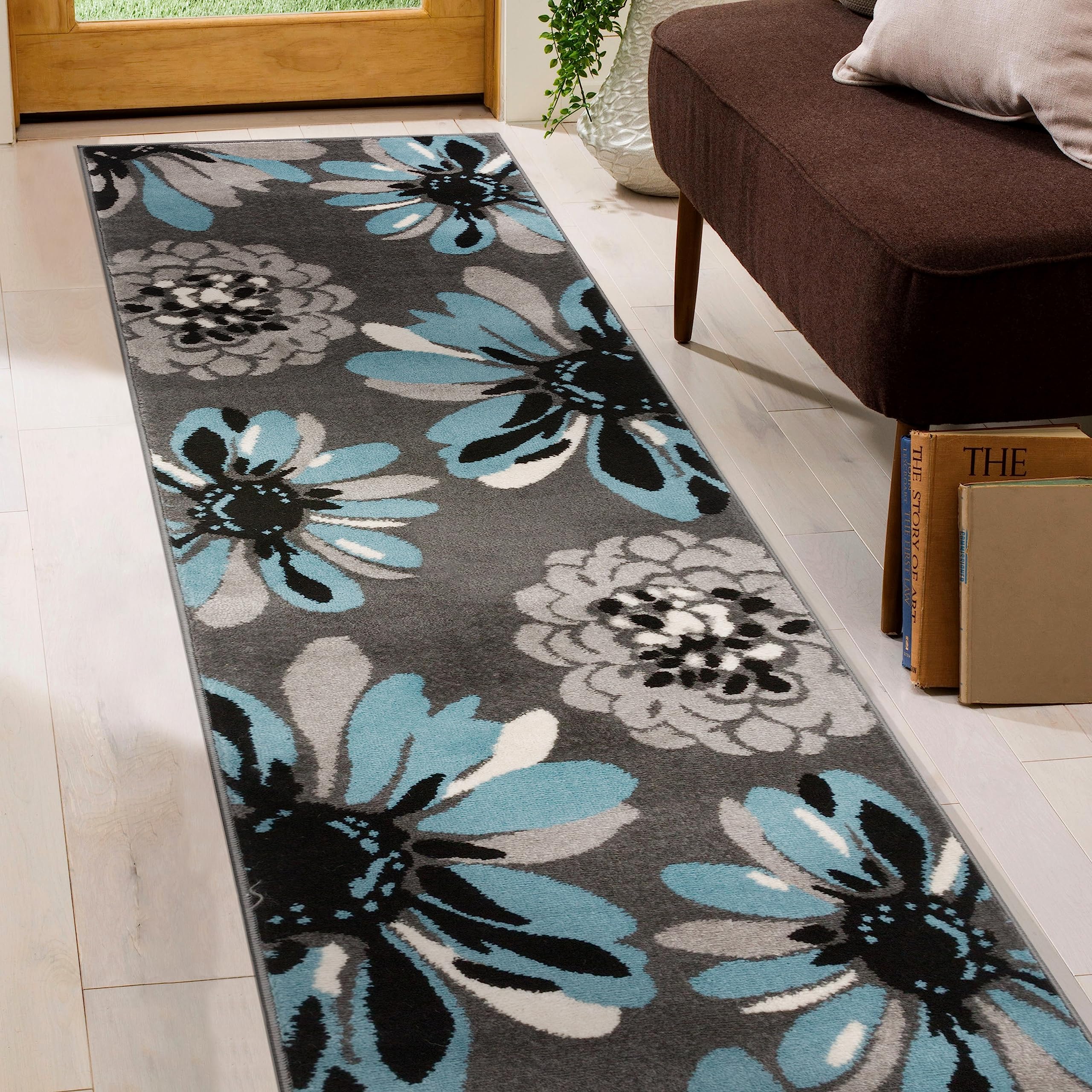 Rugshop Modern Flowers Runner Rug 2' x 7' 2" Blue