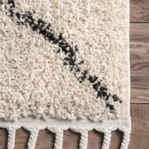 nuLOOM Jessie Moroccan Lattice Tassel Area Rug, 5x8, Off-white