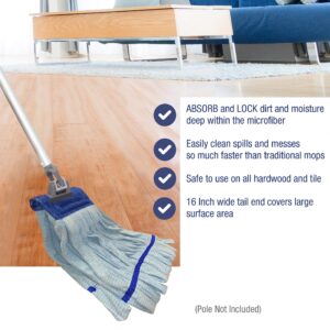 CleanAide Microfiber Tube Mop Head with Super Absorbent Looped Ends, 400 Grams, Blue