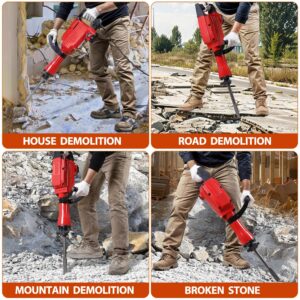 ZENY 2200W Heavy Duty Electric Demolition Jack Hammer Concrete Breaker Drills w/Case, Gloves 2 Chisel 2 Punch Bit Set