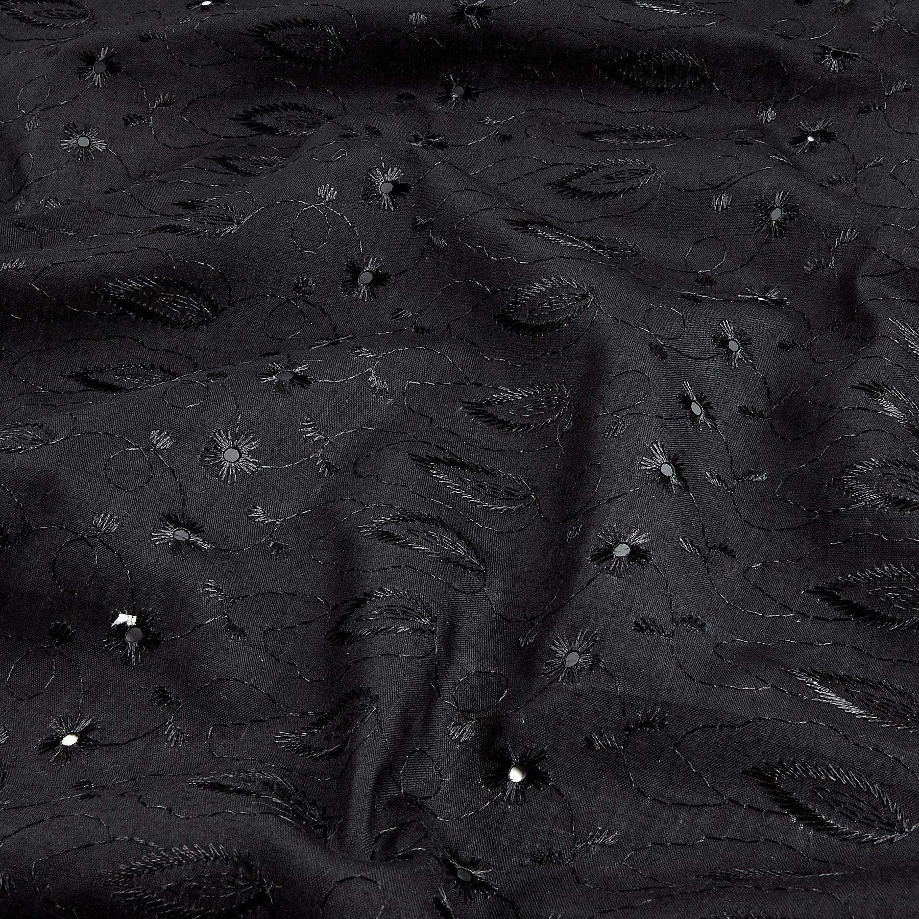 Ben Textiles Heavy Cotton Eyelet Black Fabric by the Yard