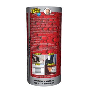 Flex Tape, 8 in x 5 ft, Gray, Original Thick Flexible Rubberized Waterproof Tape - Seal and Patch Leaks, Works Underwater, Indoor Outdoor Projects - Home RV Roof Plumbing and Pool Repairs