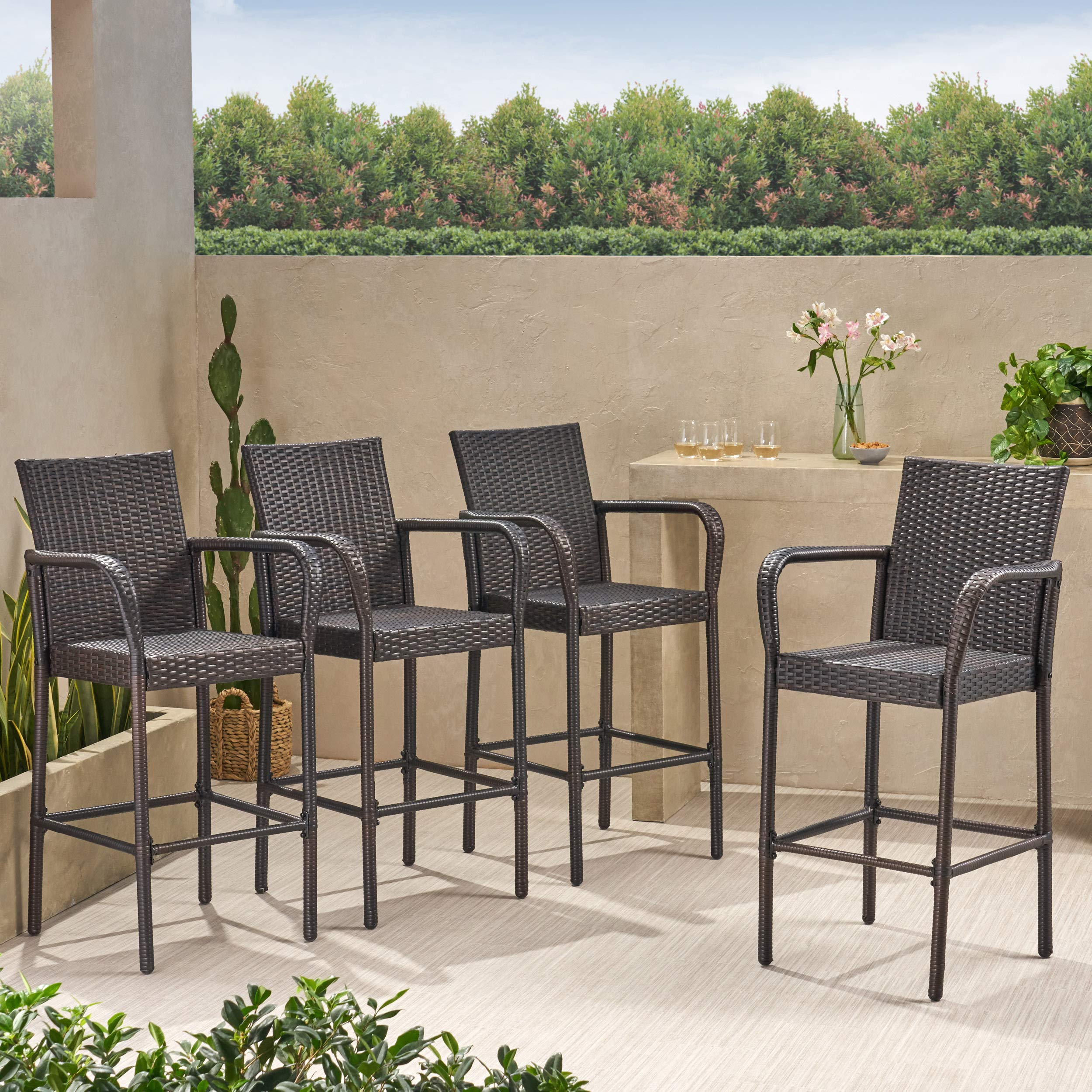 Christopher Knight Home Delfina Barstool Set, 4-Pcs Set, Multibrown