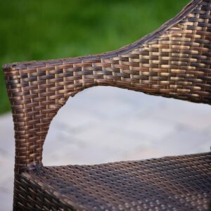 Christopher Knight Home Jenning Outdoor Wicker Stacking Chair Chat Set, 3-Pcs Set, Multibrown